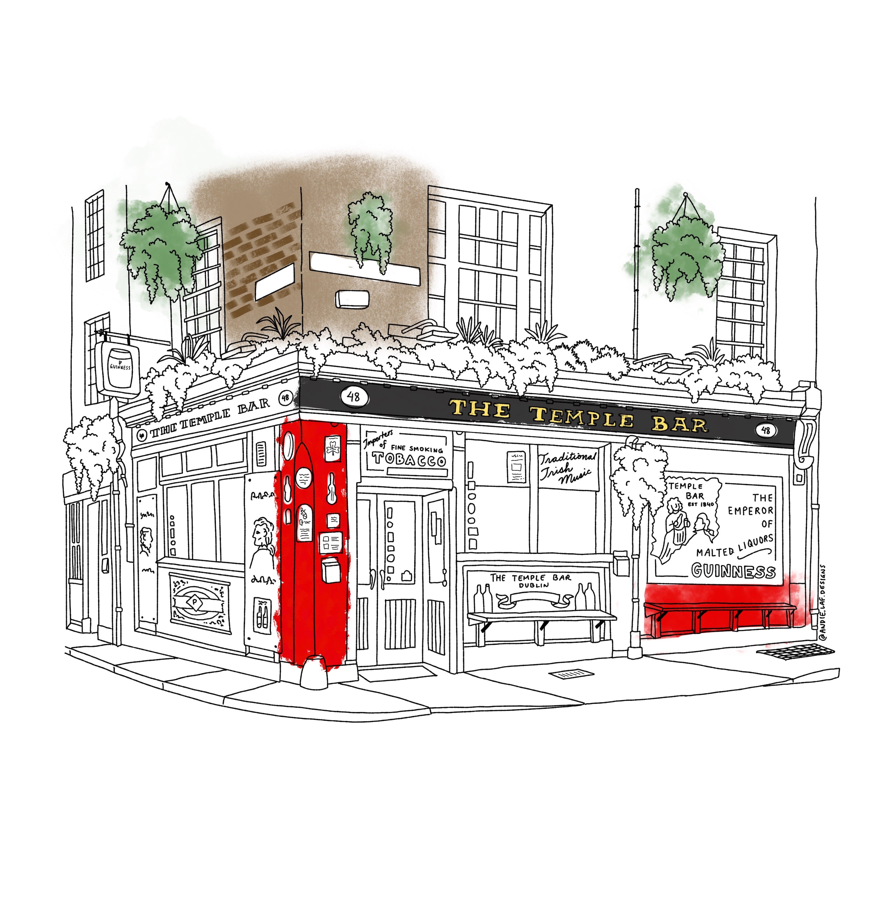 The Temple Bar Pub of Dublin Downloadable Colouring Page – Andie Laf ...
